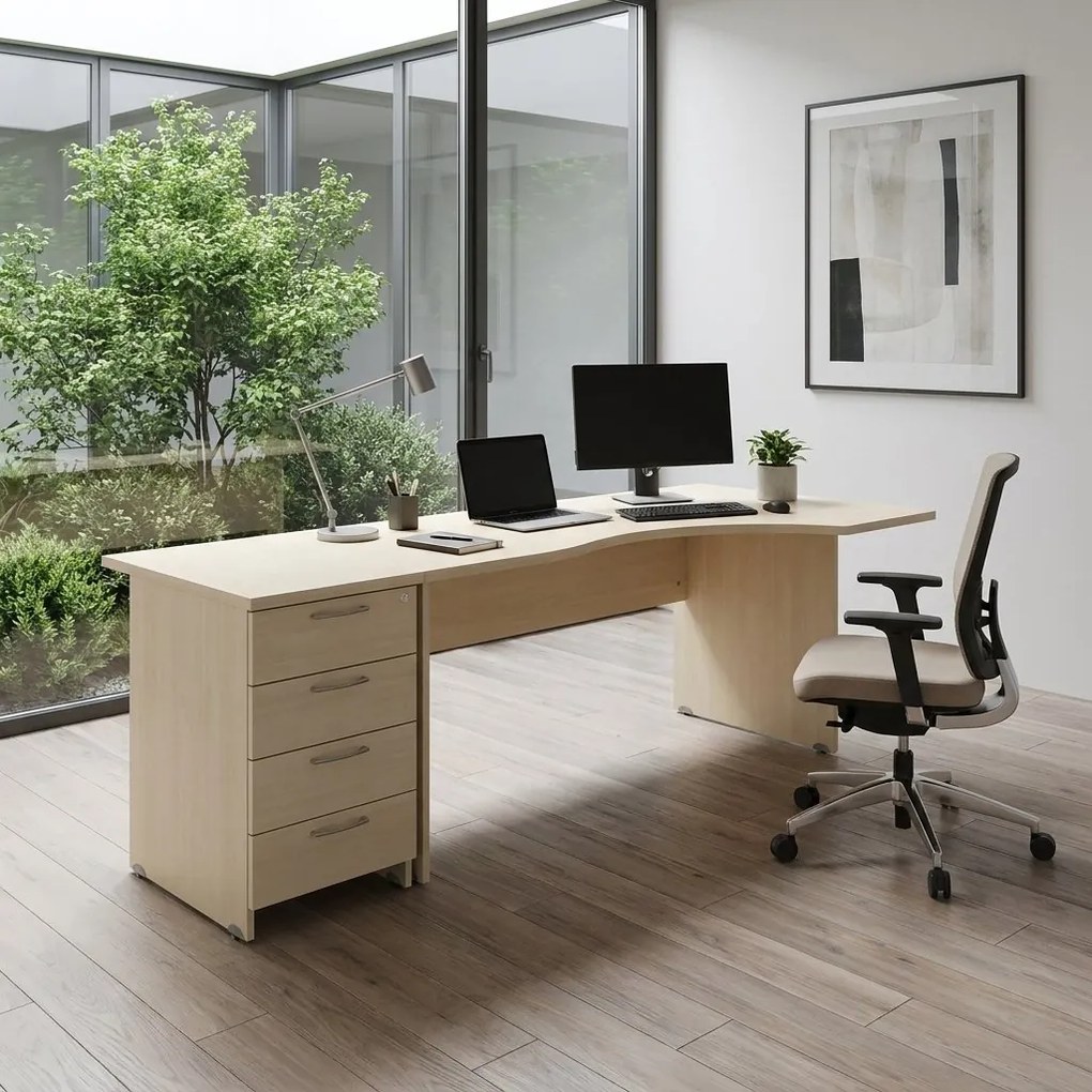 Ergonomický stůl Visio 140 x 100 cm, pravý, javor