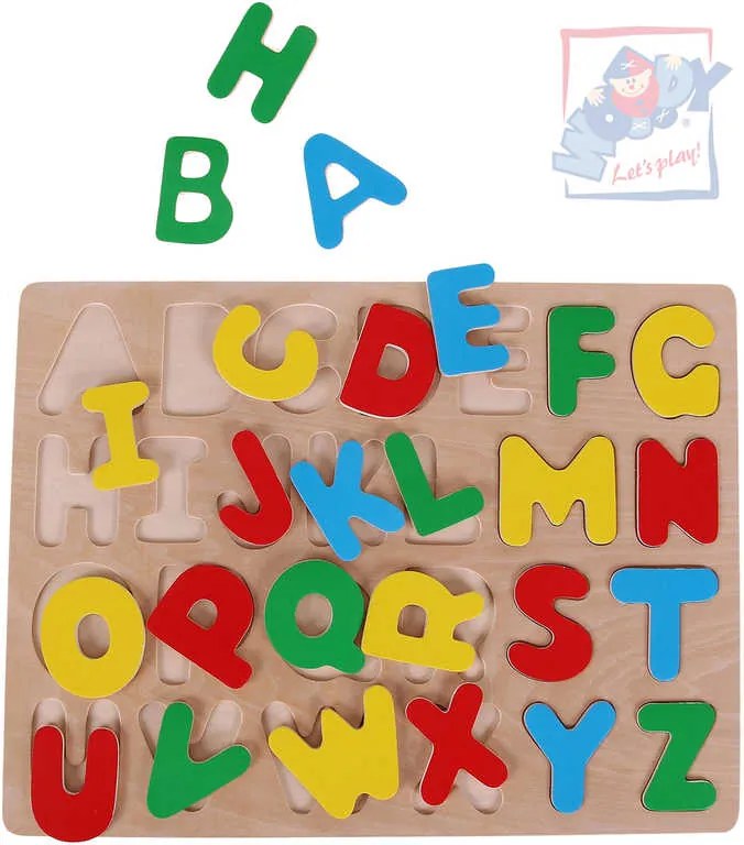 WOODY DŘEVO Puzzle vkládací na desce Abeceda 90068