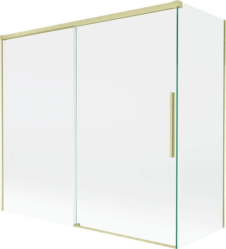 Mexen Rox, 2-křídlová posuvná vanová zástěna 170 + 80 x 150 cm, 8mm čiré sklo, zlatý matný profil, 8C9-170-080-55-00