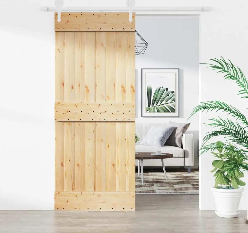 vidaXL Posuvné dveře s kováním 85 x 210 cm masivní borové dřevo [3203217]