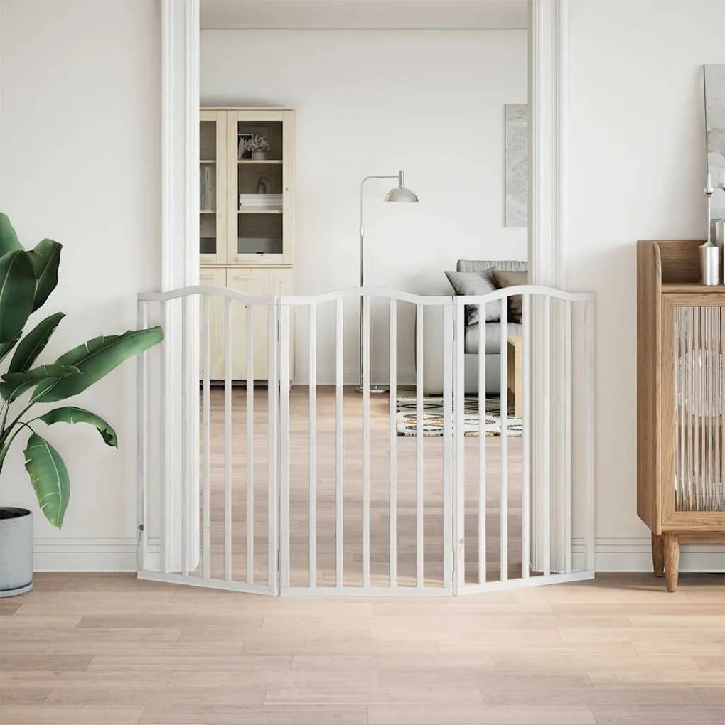 vidaXL Zábrana pro psy skládací 3 panely 150 cm topolové dřevo [352230] Barva: Bílá