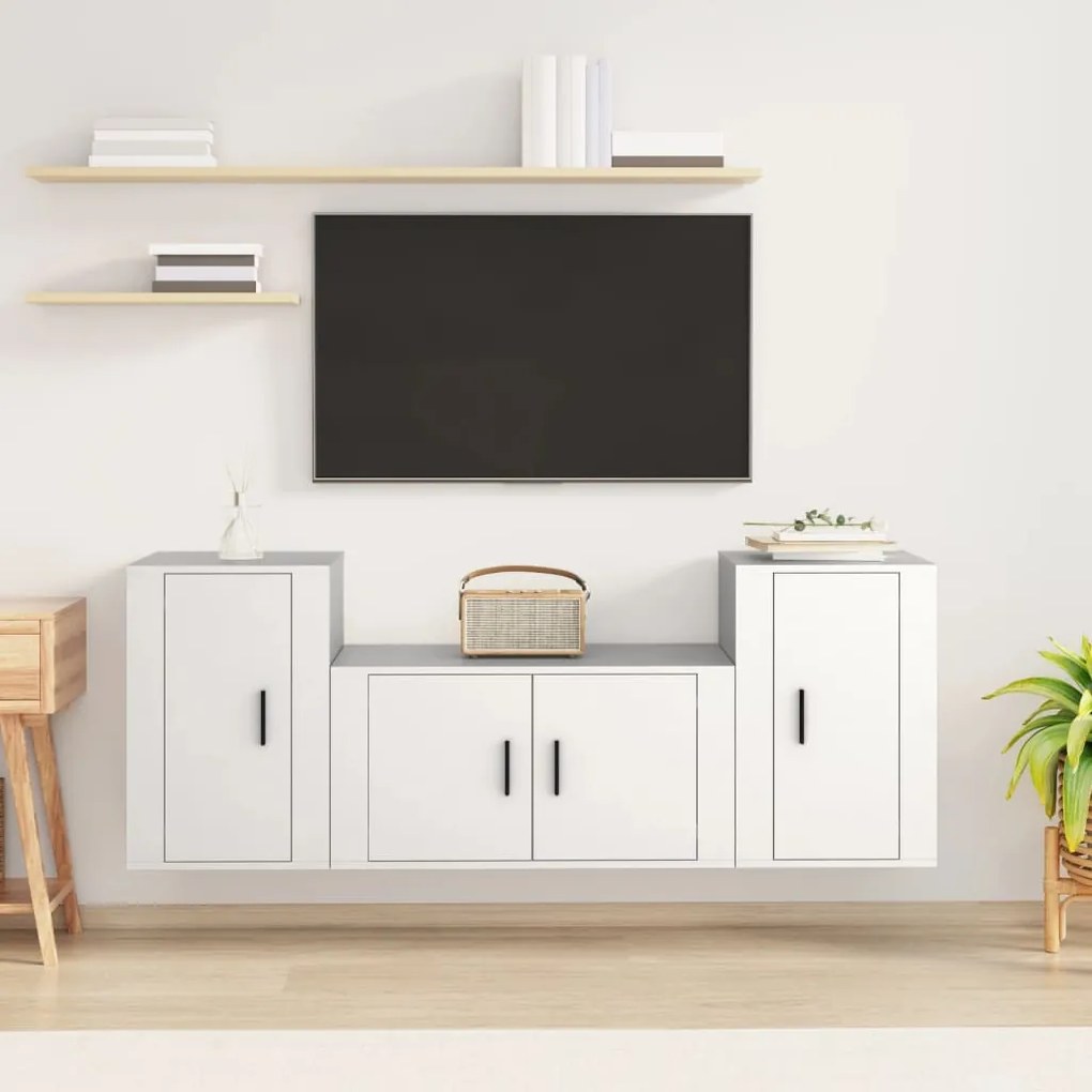 3dílný set TV skříněk bílý kompozitní dřevo 3188502