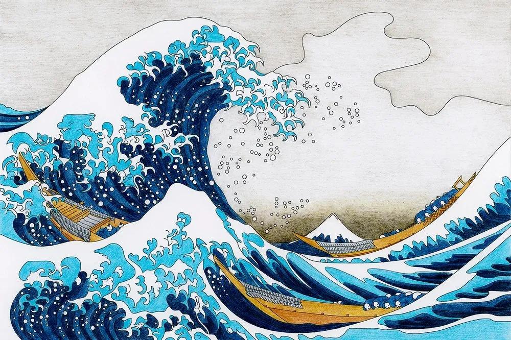 Samolepící tapeta reprodukce Velká vlna z Kanagawa - Kacušika Hokusai - 450x300 cm