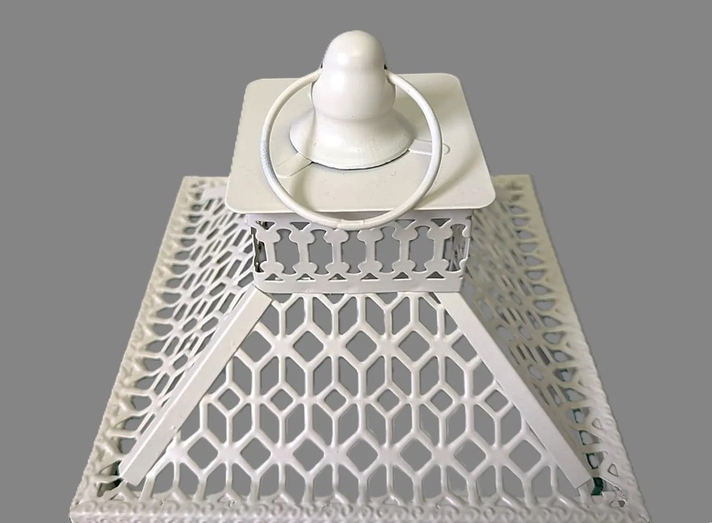 Lampa bílá kov se sklem 25140