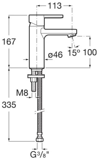 Roca A5A3A96CN0 - Umyvadlová baterie NAIA 16,7 cm titanově černá