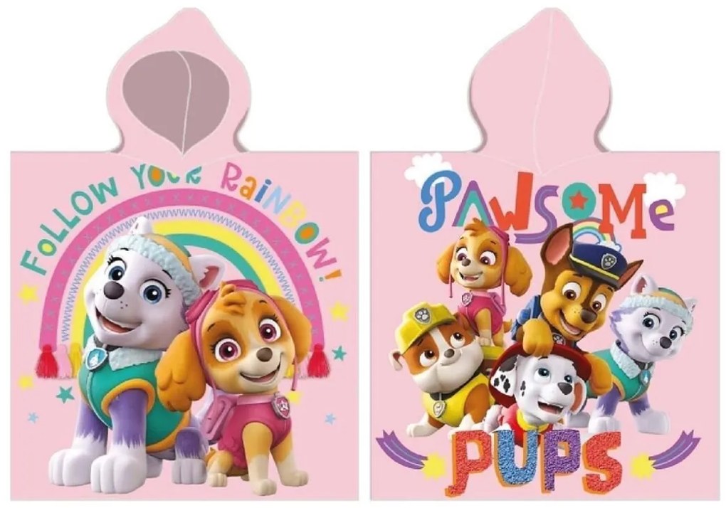 Dětské pončo PAW PATROL růžový 55x110cm Setino