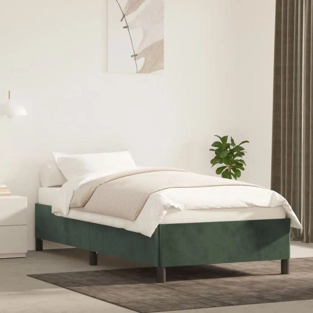 Rám postele tmavě zelený 90 x 190 cm samet - Default Title