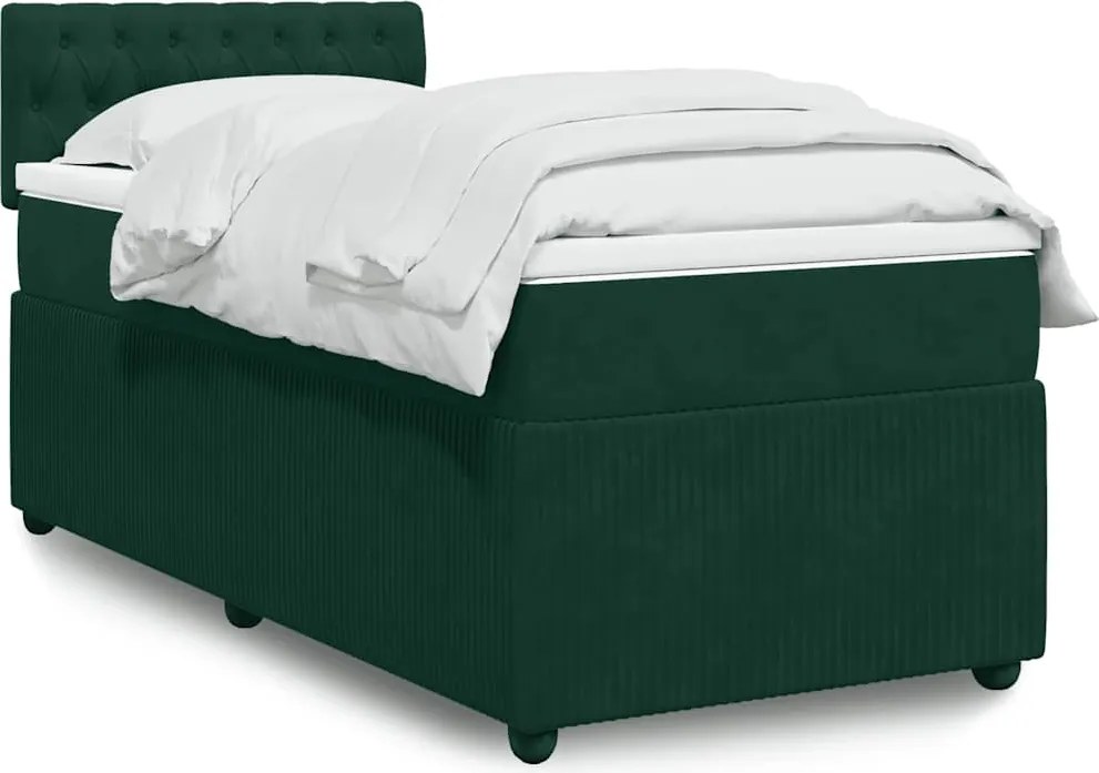 Box spring postel s matrací tmavě zelená 90x190 cm samet 3287623