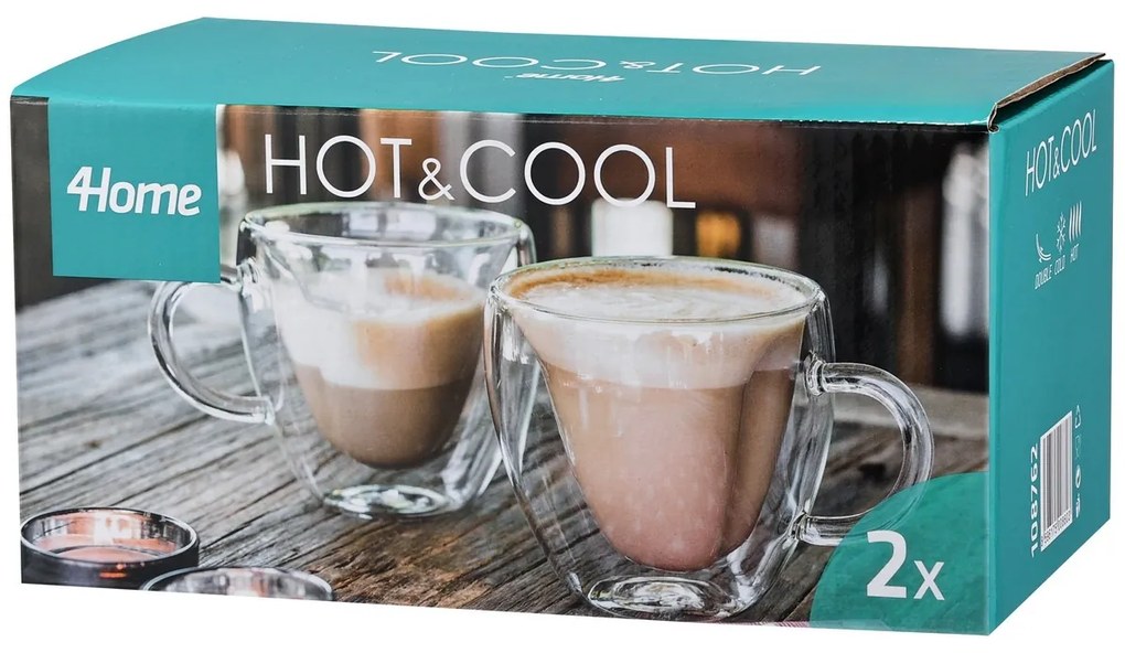 4Home Termo sklenice Big Heart Hot&Cool, 250 ml, 2 ks