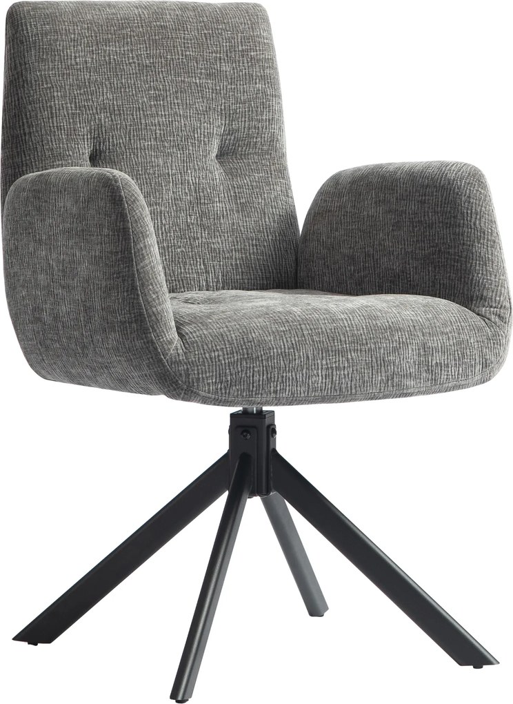 HOMCOM Křeslo otočné lounge křeslo s područkami, vzhled vlněného plátna, moderní čalouněné křeslo s prošíváním knoflíků, ocelové nohy, do obývacího p…