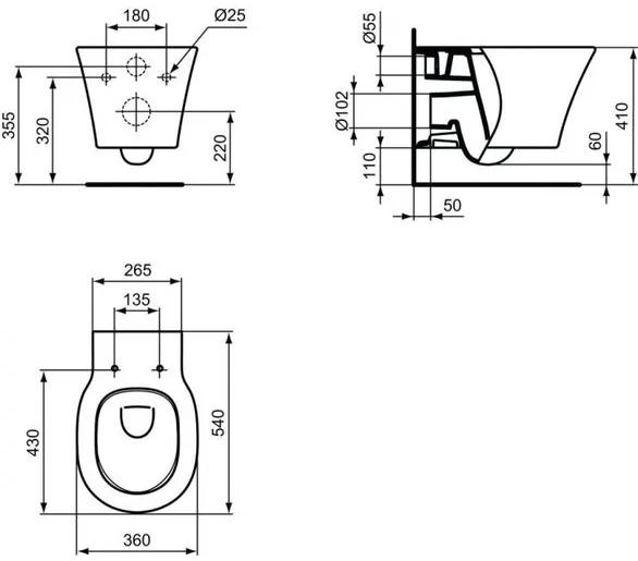 Ideal Standard Connect Air WC závěsné Aquablade E005401