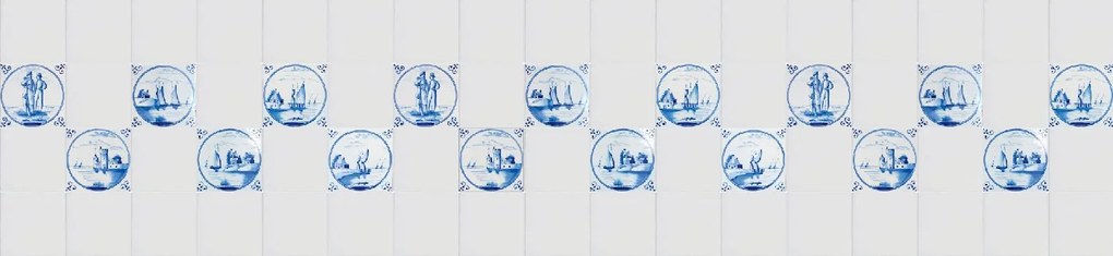 DIMEX | Fototapeta do kuchyně Modré kachličky KI-260-167 | 260 x 60 cm | modrá, bílá