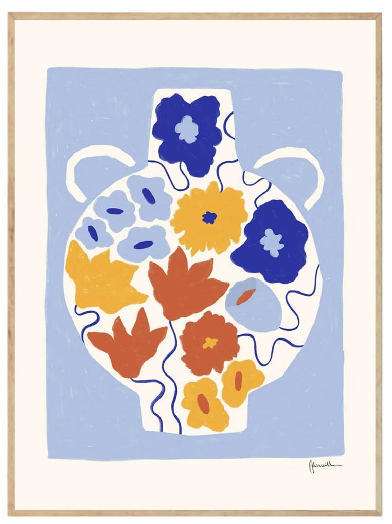 THE POSTER CLUB Autorský plakát Flower Pot by Frankie Penwill 40 x 50 cm, modrá barva, papír