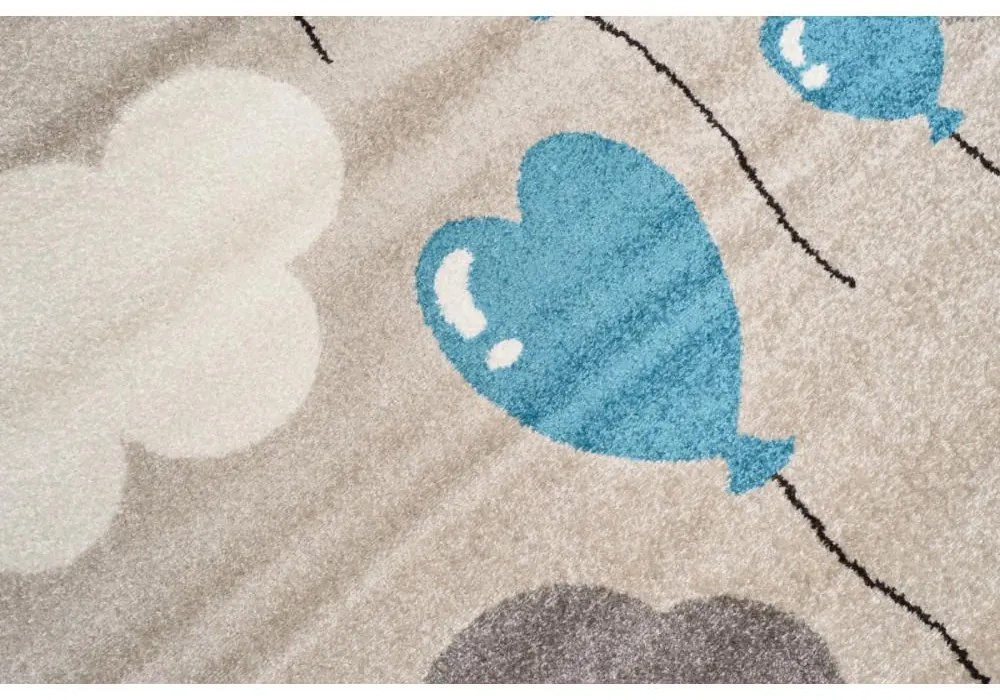 Dětský kusový koberec Modré balónky béžový 80x150cm