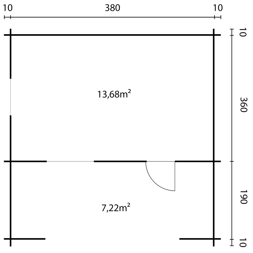 Domek Linda 400x570cm, 2m terasa, 45mm