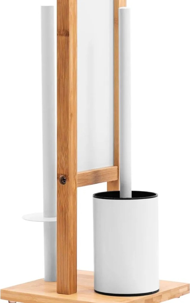 Tutumi REA - Bambusový koupelnový stojan na toaletní papír a kartáč, White 321502, HOM-04000