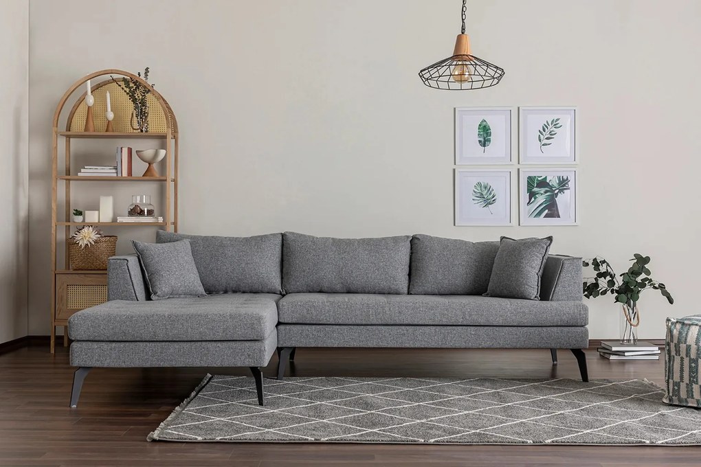 Hanah Home Rohová pohovka BOBO světle šedá levá