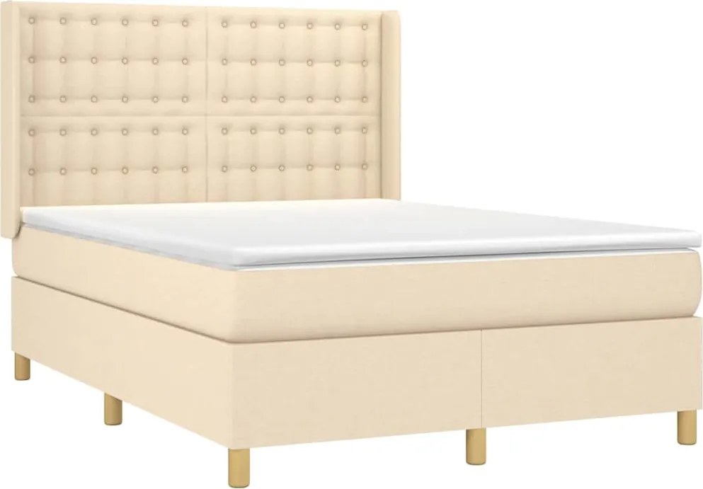 Box spring postel s matrací krémová 140x190 cm textil 3132310