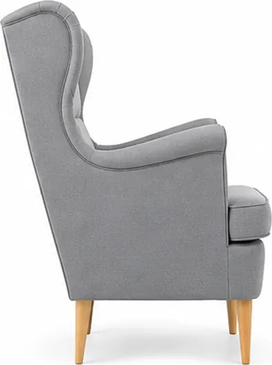 relaxační křeslo, ušák, dřevo/kov/textil, 102x80x66 cm, nohy světlé/šedá, Dekorino MALENA