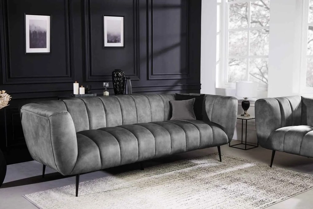 Designová sedačka Nikolai 225 cm šedý samet