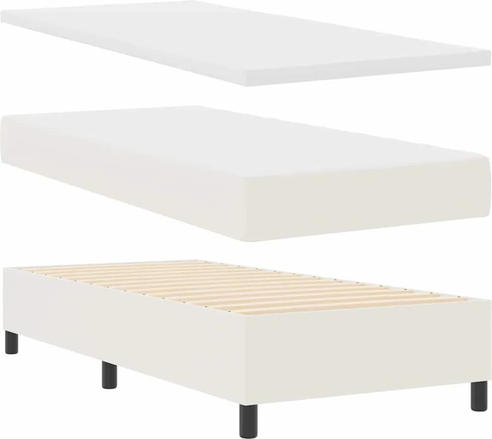 Postel s boxspringem Krémová a bílá 80 x 200 cm Žebrovaná látka 3337434
