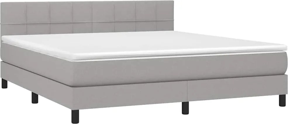 Box spring postel s matrací a LED světle šedá 180x200 cm textil 3133173