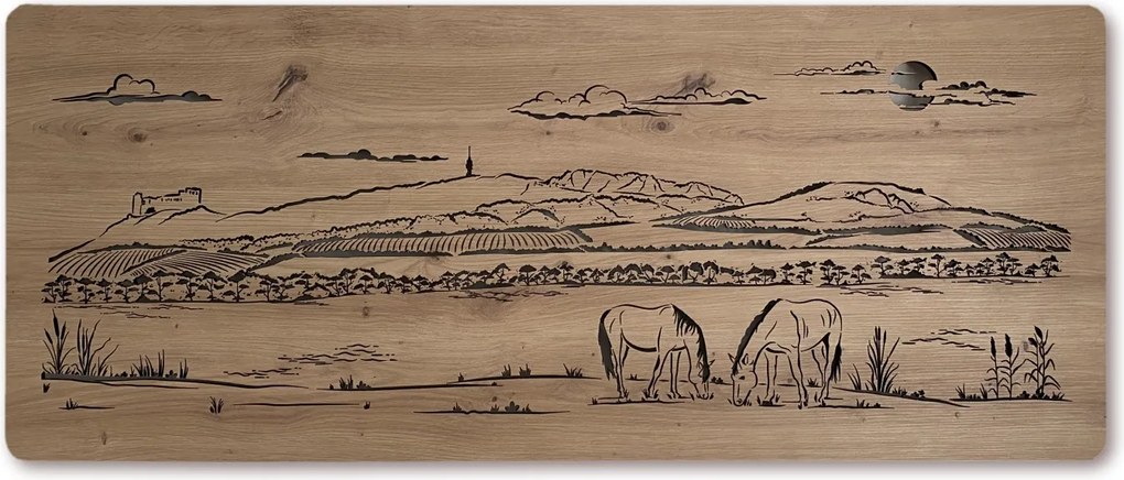 Li-Go "Pálava" světelný obraz s baterií 120x50cm varianta ovládání: manuál/pohybové čidlo, provedení povrchu: oliva