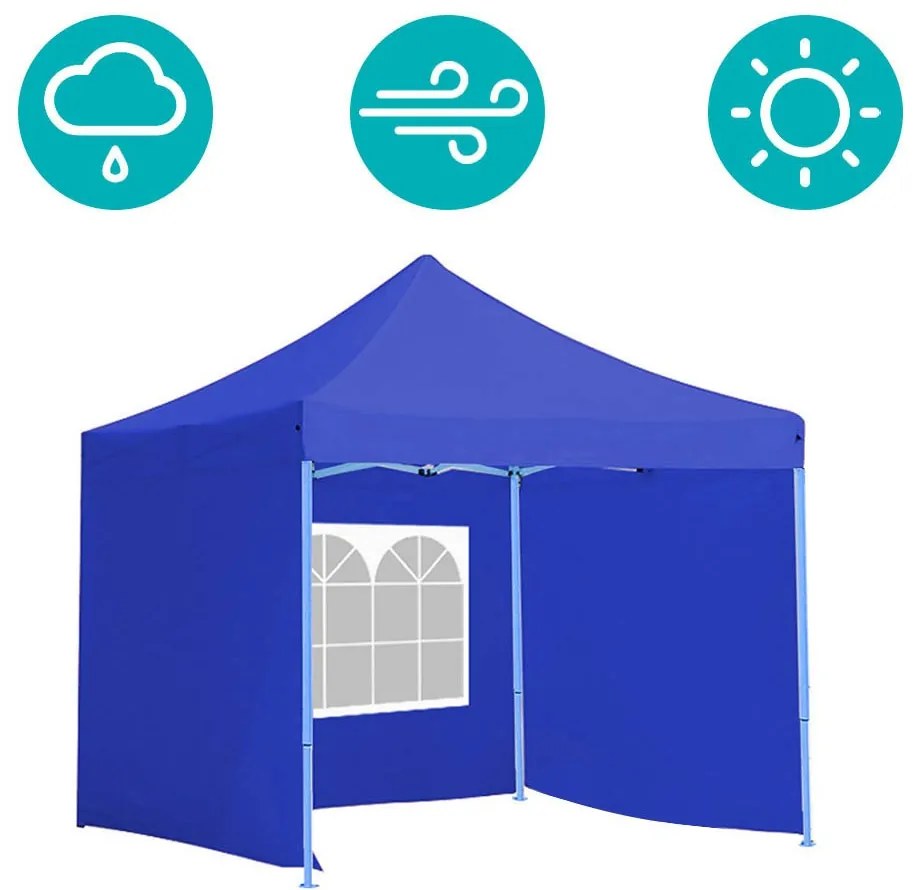 Skládací zahradní pavilon - různé typy - 2,9x2,9m - modrá - pavilon+boční stěna+přenosná taška