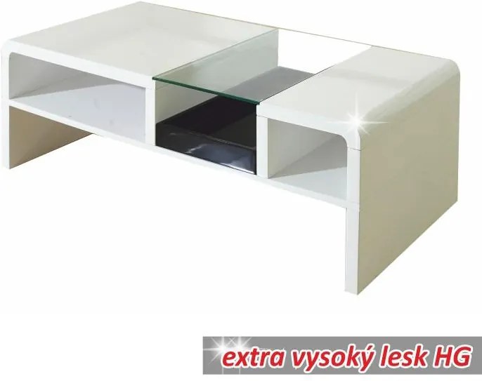 Konferenční stolek, bílá / sklo, SHAPE