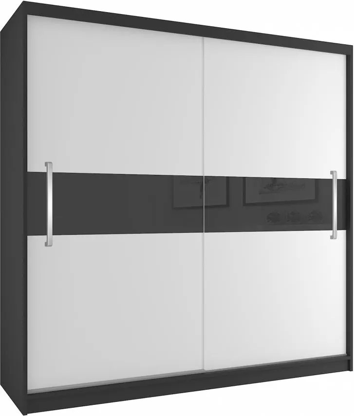 Šatní skříň bez zrcadla černá/bílá Verity 200 cm
