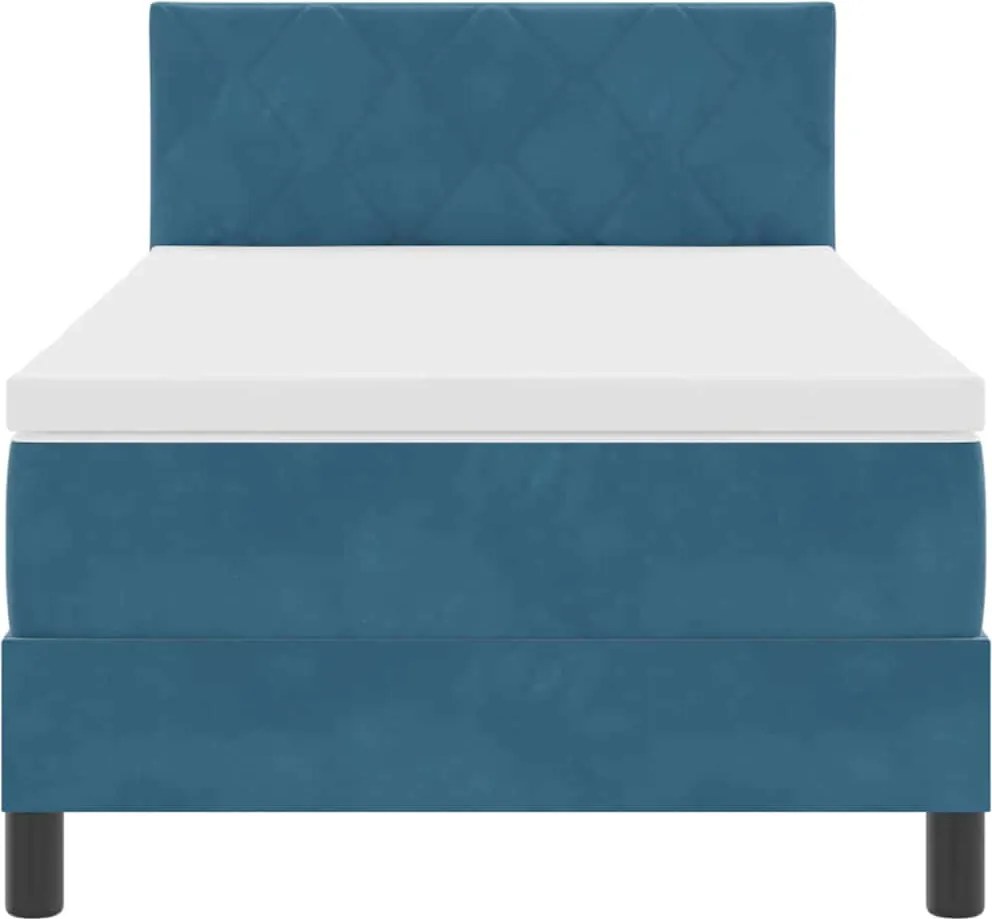 Postel s boxspringem s čelo Tmavě modrá 100 x 200 cm samet 3339222