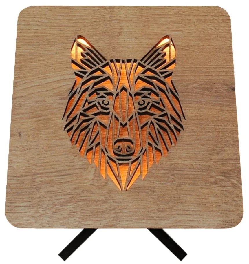 Li-Go "Hlava vlka" lampa 19x19cm provedení povrchu: dub světlý