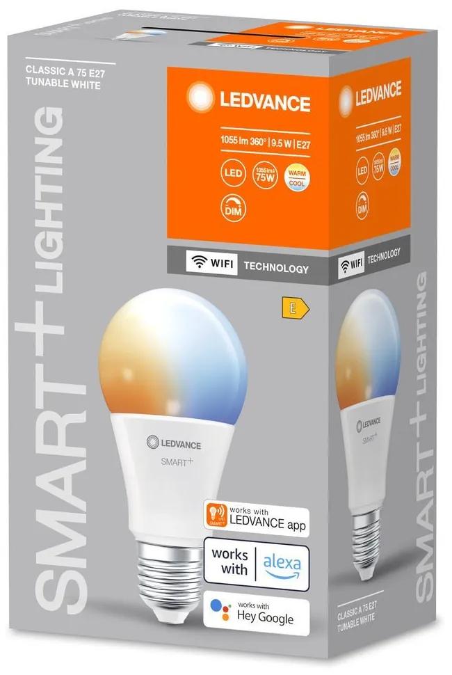 Chytrá kvalitní WiFi LED žárovka E27 9.5W, nastavitelná bílá