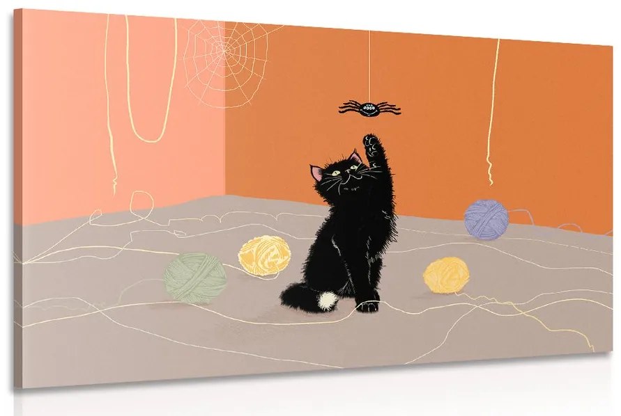Obraz hravá kočka s klubky Varianta: 120x80