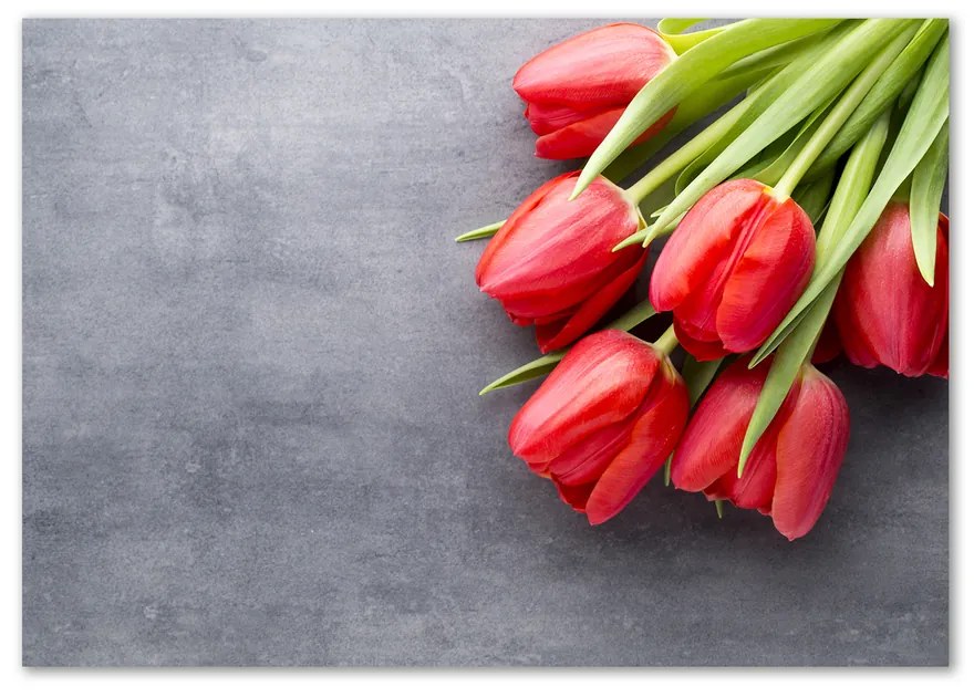 Wallmuralia Foto obraz fotografie na skle Červené tulipány 100x70 cm
