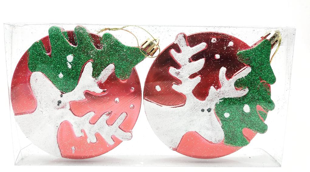 Sada vánočních ozdob na stromeček, sobi, 2ks, různé barvy na výběr Barva: Stříbrná