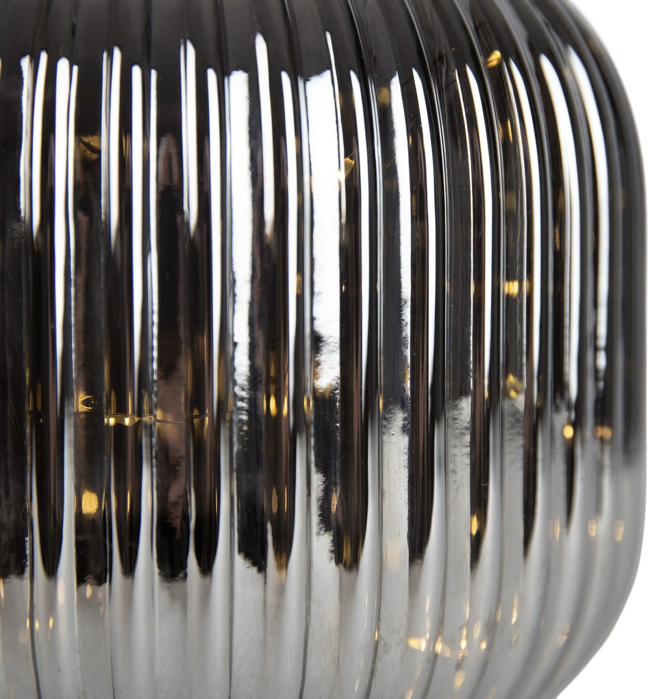 Stolní lampa Art Deco černá s kouřovým sklem vč. světelného kabelu E27 - Karel