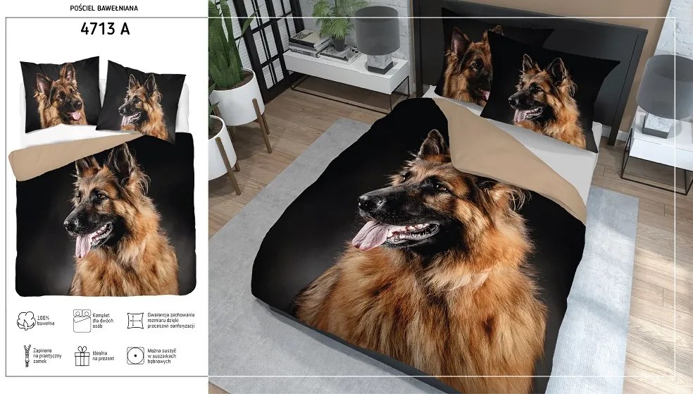Detexpol Bavlněné ložní prádlo 220x200 Ovčí kůže černá béžová 4713 A Holland Natura 69