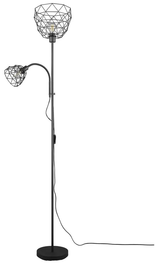 Černá stojací lampa s kovovým stínidlem (výška 180 cm) Haval – Reality