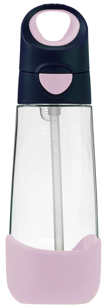 Lahev na pití s brčkem 600 ml - indigo/růžová