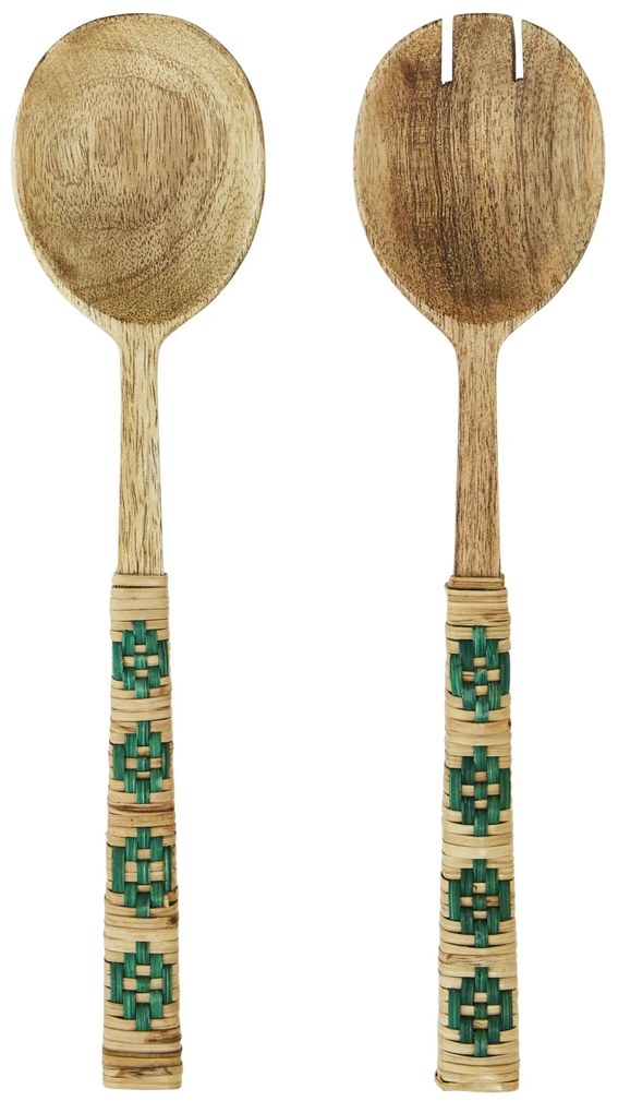 MADAM STOLTZ Salátový příbor Mango Wood/Bamboo - set 2 ks, přírodní barva, dřevo