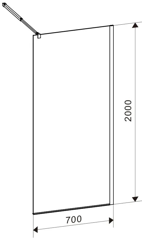 BPS-koupelny Sprchová zástěna Walk-in HYD-WI04 70 černá/transparent - bez vaničky