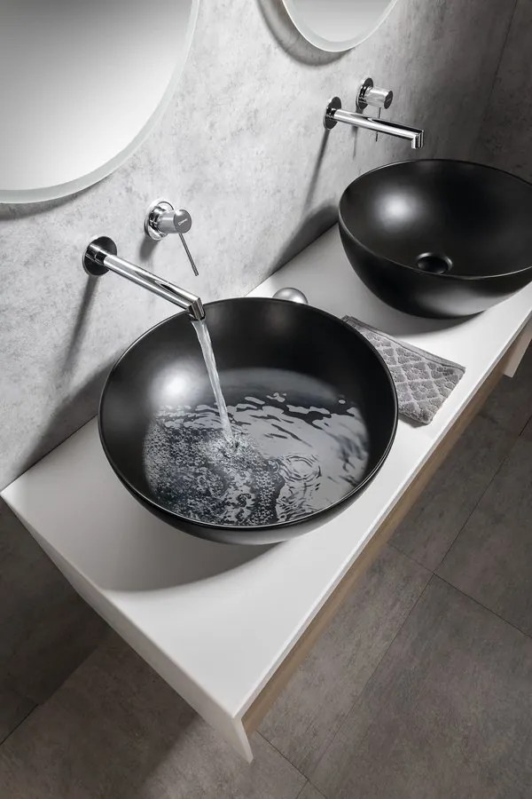 GSI, PURA keramické umyvadlo na desku, průměr 42 cm, černá matná, 885126