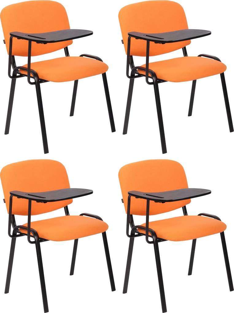 Sada 4 ks židle Ken s skládací stůl látka – oranžová