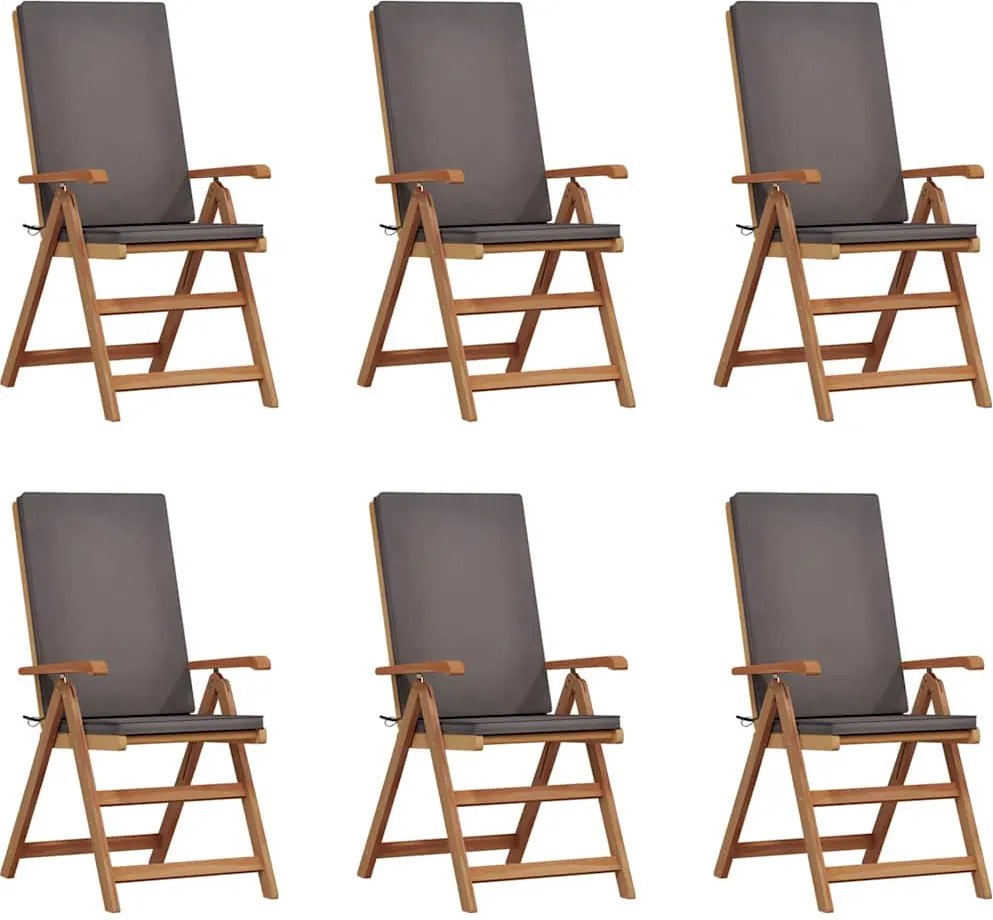 Zahradní křeslo 6 ks Hnědá a šedá Pevné teakové dřevo 3375767