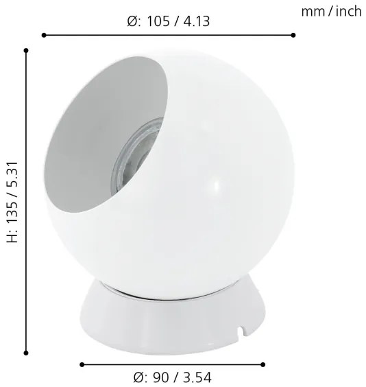 Eglo 94513 - LED Stolní/nástěnná lampa PETTO 1 1xGU10/2,8W/230V bílá