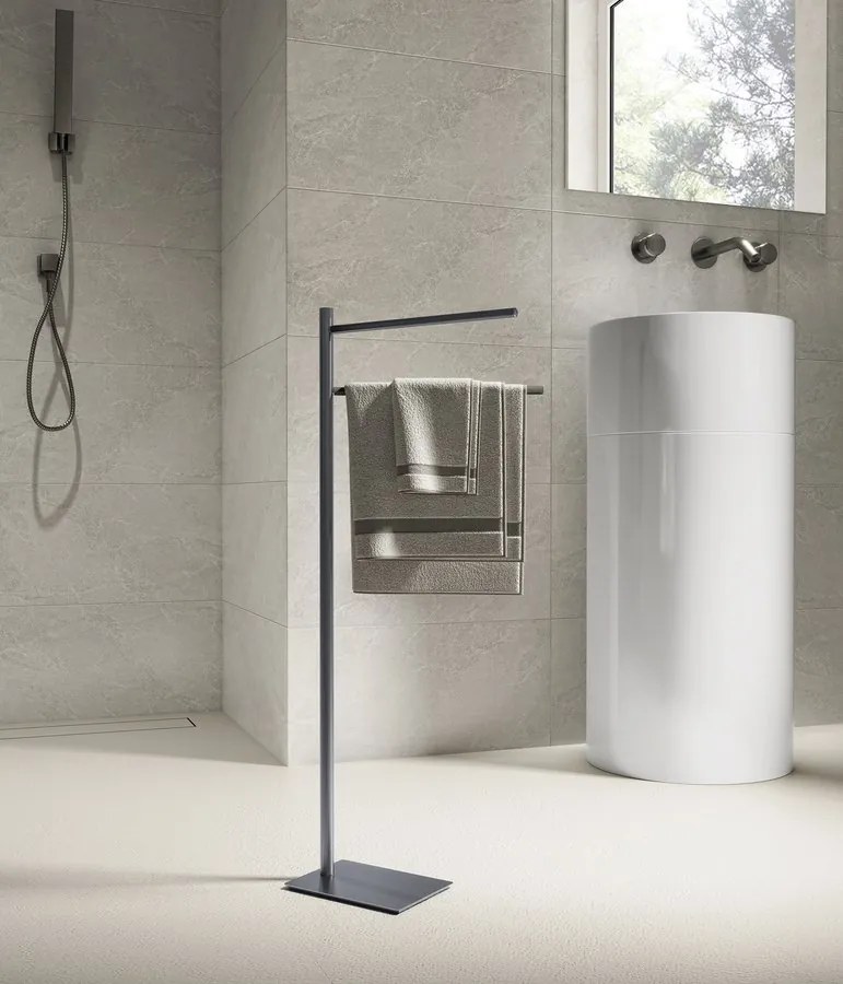 Gedy Gedy, TRILLY Stojan s držákem ručníků, hranatý, gun metal, TR3181