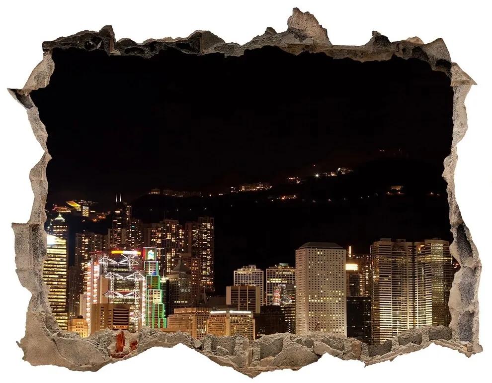 Wallmuralia Fototapeta díra na zeď 3D Hongkong noc 95x64 cm