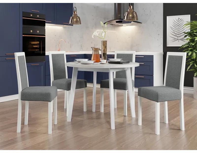 Jídelní stůl se 4 židlemi AL081, Barva dřeva: bílá-L, Potah: Zetta 297, Barvy nožiček: Bíla