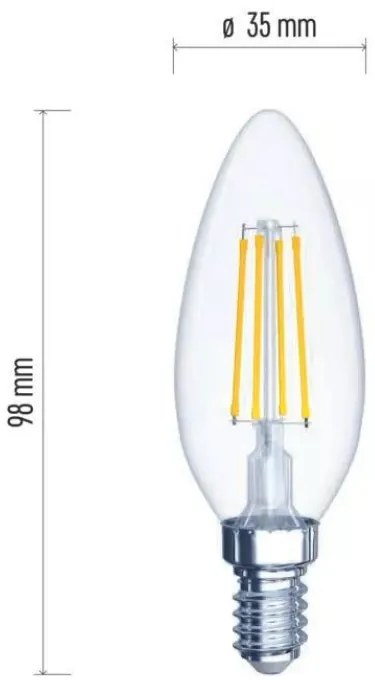 Emos LED žárovka filament E14 6W, denní bílá 4000K 806Lm